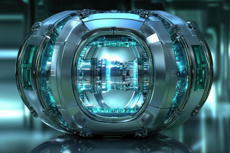 Futuristic Compact Energy Core with Glowing Blue Elements and a ...