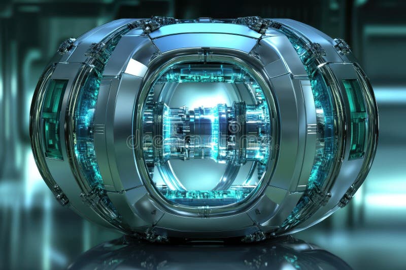 Futuristic Compact Energy Core with Glowing Blue Elements and a ...