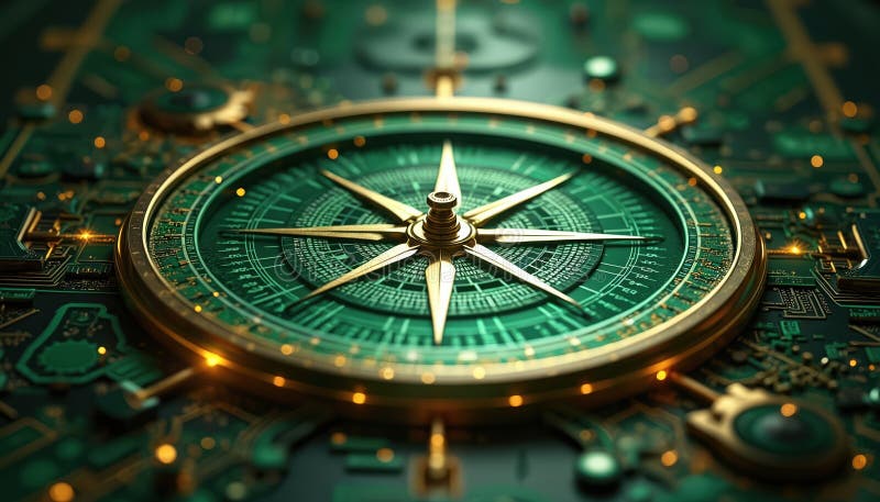 Navigation Concept Futuristic Compass Stock Illustrations – 389 ...