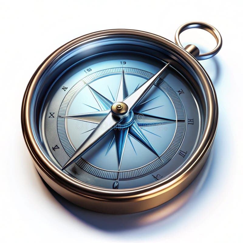 Levitating Glowing Compass with Rotating Needle Stock Illustration ...