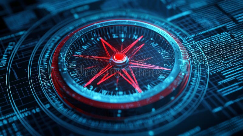 Futuristic Compass with Tech Background Design Stock Illustration ...