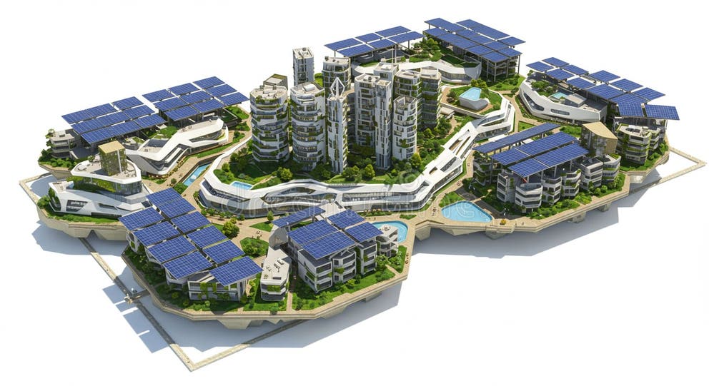 Futuristic Complex Featuring a Collection of Modern Buildings with ...