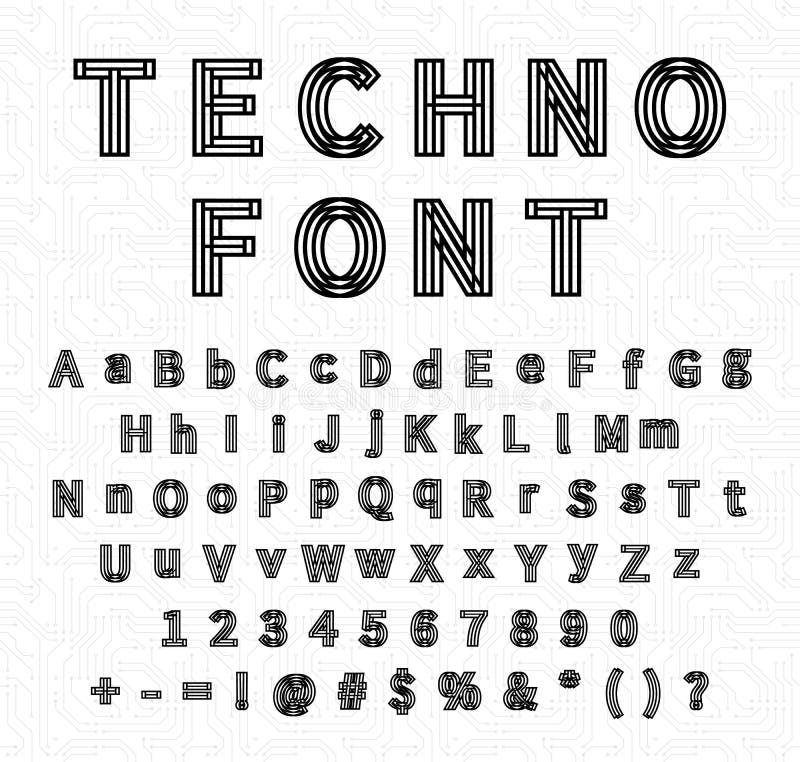 Techno font stock vector. Illustration of abstract, design - 227333700