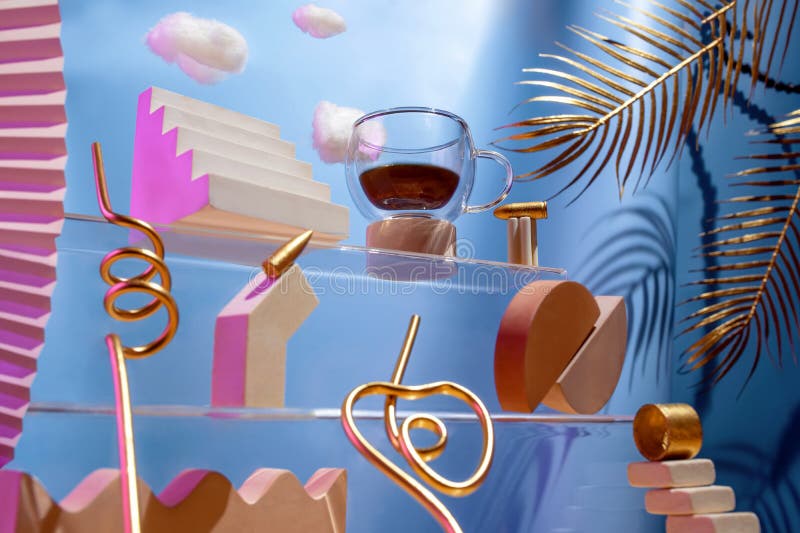 Futuristic Composition on the Theme of Coffee, Various Figures, Bullets ...