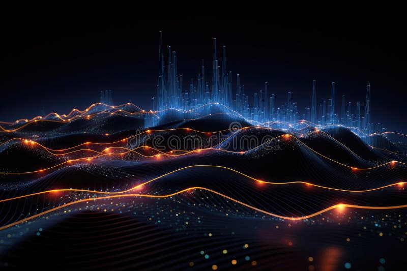 Futuristic Computer Board Network Communication Waves, AI Generated ...