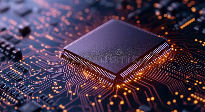 Futuristic Computer Chip and Circuit Board Stock Illustration ...