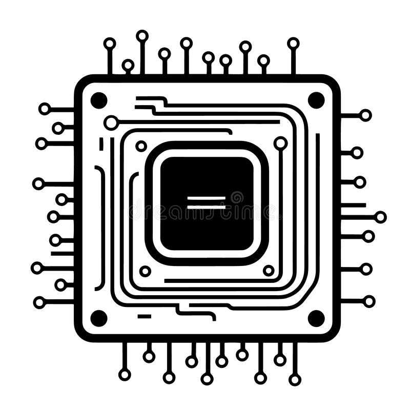 Futuristic Computer Chip Circuit Board Outline Icon in Vector Format ...