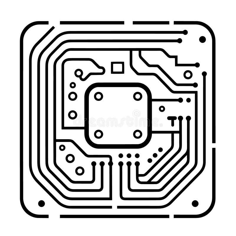 Futuristic Computer Chip Circuit Board Outline Icon in Vector Format ...