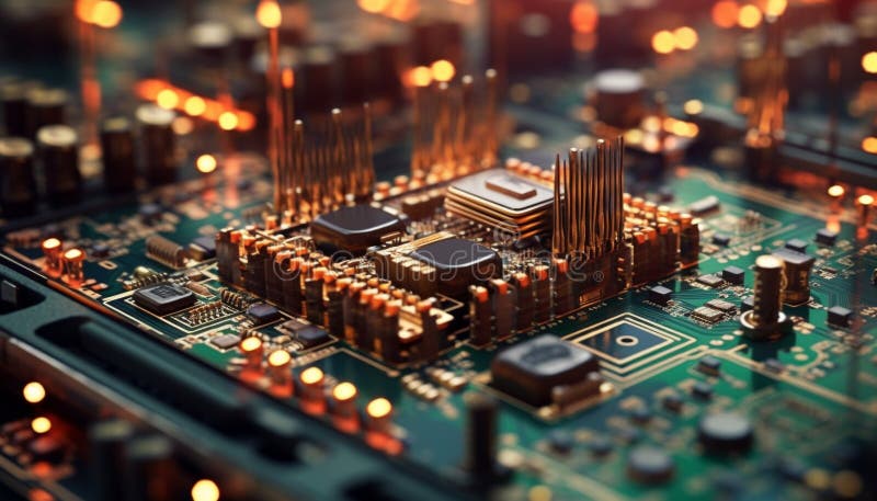 Futuristic Computer Chip Controls Complex Circuit Board, Powering ...