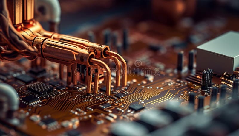 Futuristic Computer Chip Controls Complex Data, Powering Technology ...