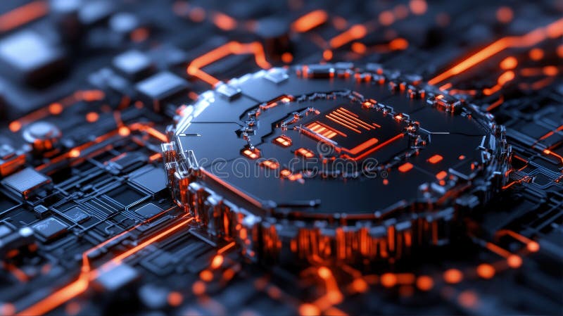 Glowing Computer Chip Dark Surface Technology Innovation Stock Photos ...