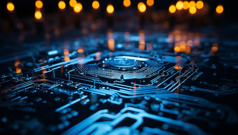 Futuristic Computer Chip Glows, Connecting Global Communications in ... Futuristic Computer Chip Glows, Connecting Global Communications in ...