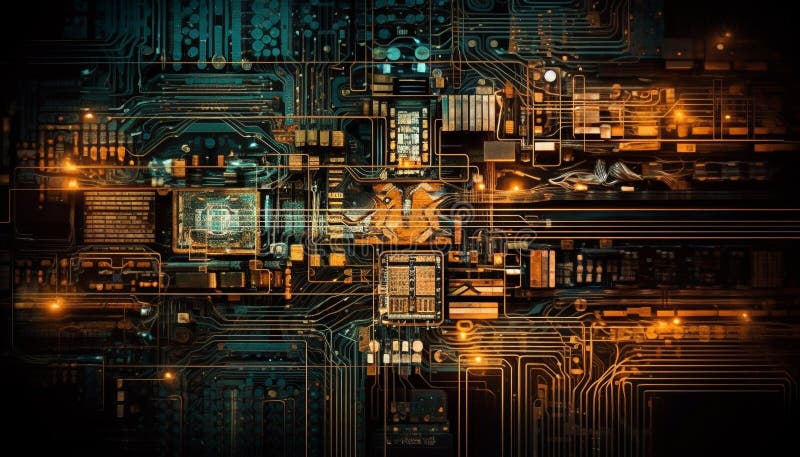 Futuristic Computer Chip Glows in Dark, Powering Global Communications ...