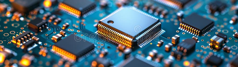 Futuristic Computer Chips Technology Background Stock Illustration ...