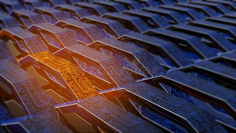 Futuristic Computer Circuit Board Illustration Render with Bokeh ...