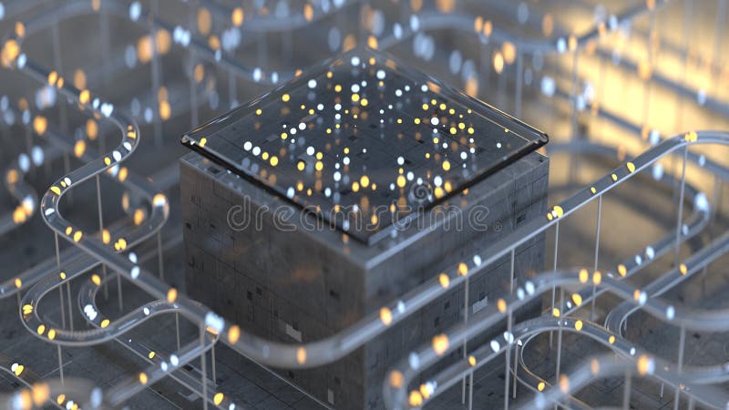 Futuristic Computer Code Processing 3D Rendering Illustration Stock ...