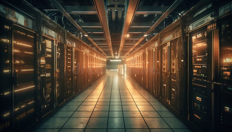 Futuristic Computer Equipment in a Dimly Lit Storage Room Generated by ...