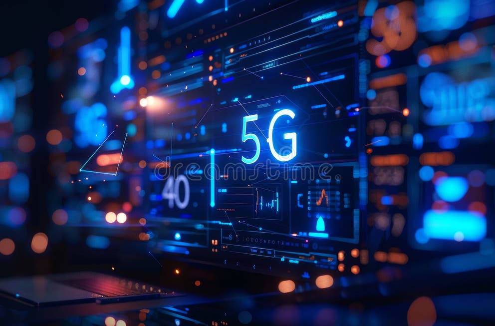 Futuristic Computer Interface with 5G Technology and Digital ...