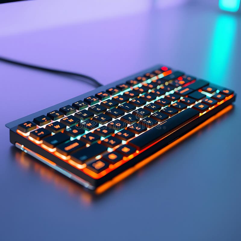 A Futuristic Computer Keyboard with Glowing Holographic Keys Stock ...