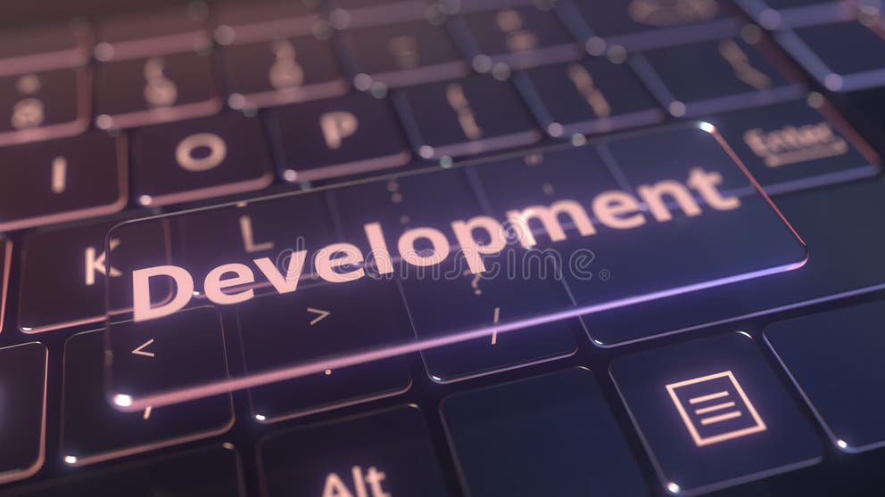 Futuristic Computer Keyboard and Transparent Development Key ...