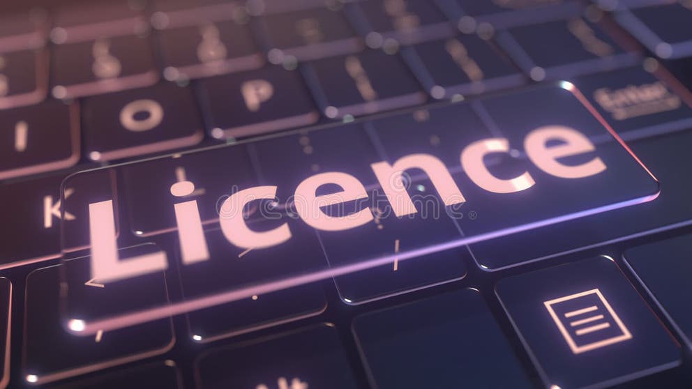 Futuristic Computer Keyboard and Transparent Licence Message ...