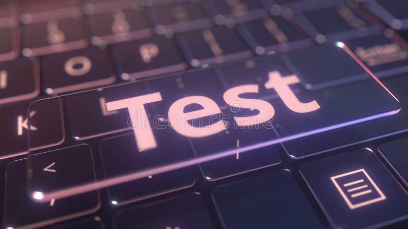 Futuristic Computer Keyboard and Transparent Test Key. Conceptual 3D ...