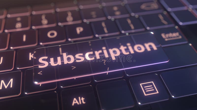 Futuristic Computer Keyboard and Transparent Subscription Key ...