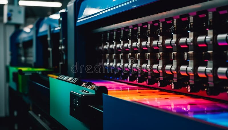 Futuristic Computer Lab with Automated Machinery and Illuminated ...