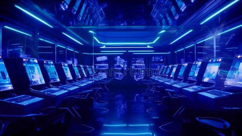 Computer Equipment in Row Secure Network Connection Stock Illustration ...