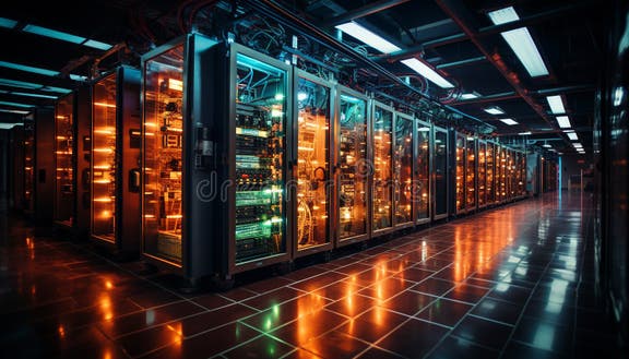 Futuristic Computer Lab Illuminates Data in a Global Network Generated ...