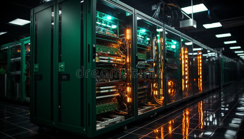 Futuristic Computer Lab Illuminates Data in a Row for Speed Generated ...