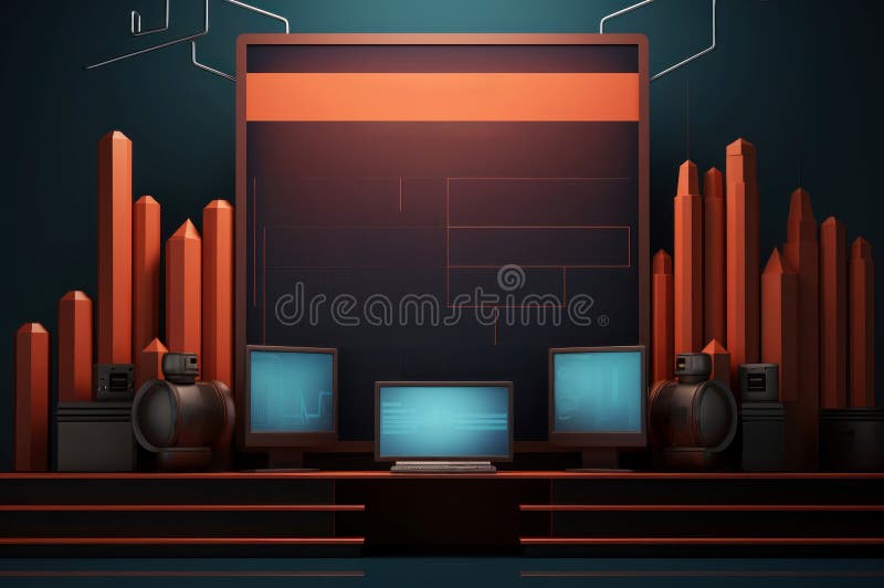Futuristic Computer Lab with Neon Lights Stock Illustration ...