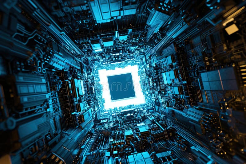 Futuristic Computer Microprocessor Core with Intricate Design. a ...