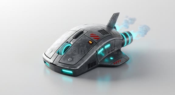 Futuristic Computer Mouse with Engine and Blue Lighting Stock ...
