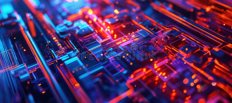 Futuristic Computer Network Electronic Component Background Stock ...