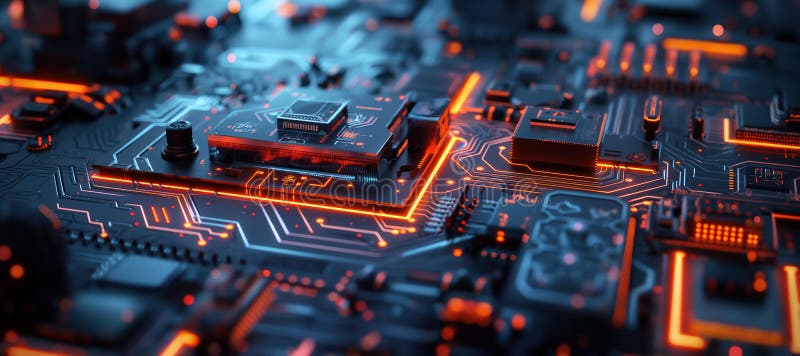 Futuristic Computer Network Electronic Component Background Stock ...