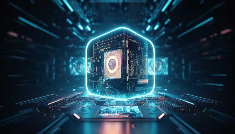 Futuristic Computer Network Glows with Digital Data Generated by AI ...