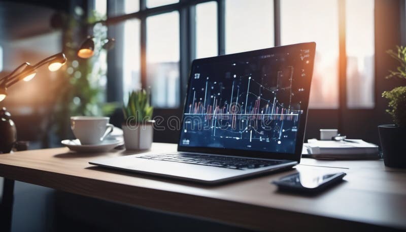 A Futuristic Computer with Numbers and Diagrams, Generative Ai Stock ...