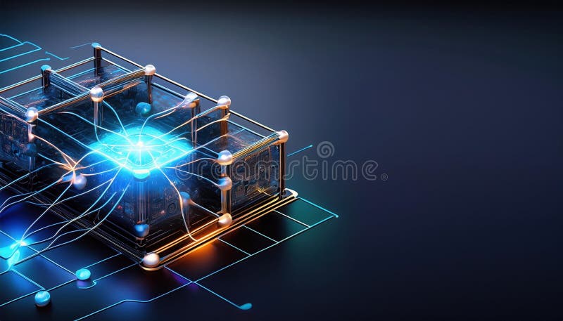 Futuristic Computer Processor Emitting Striking Blue Light Symbolizing ...