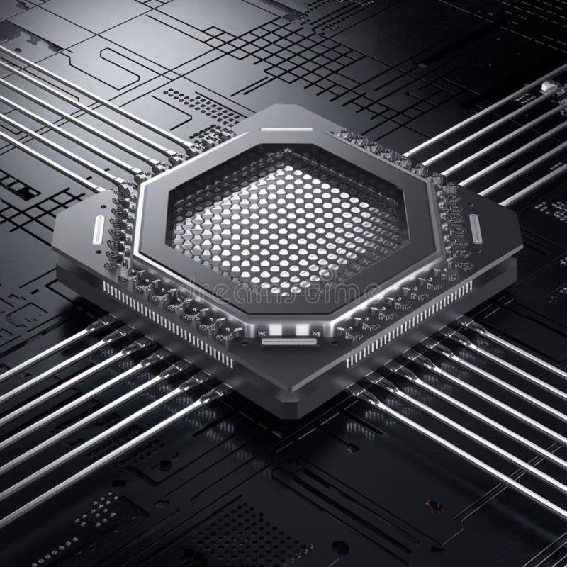 Futuristic Computer Quantum Cpu. PCB Motherboard. Stock Illustration ...