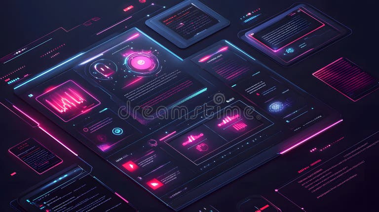 Futuristic Computer Screen Displaying Advanced Data Visualization and ...