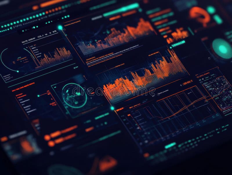 A Futuristic Computer Screen Displaying Data, Graphs, and Possibly Time the Design Features ...