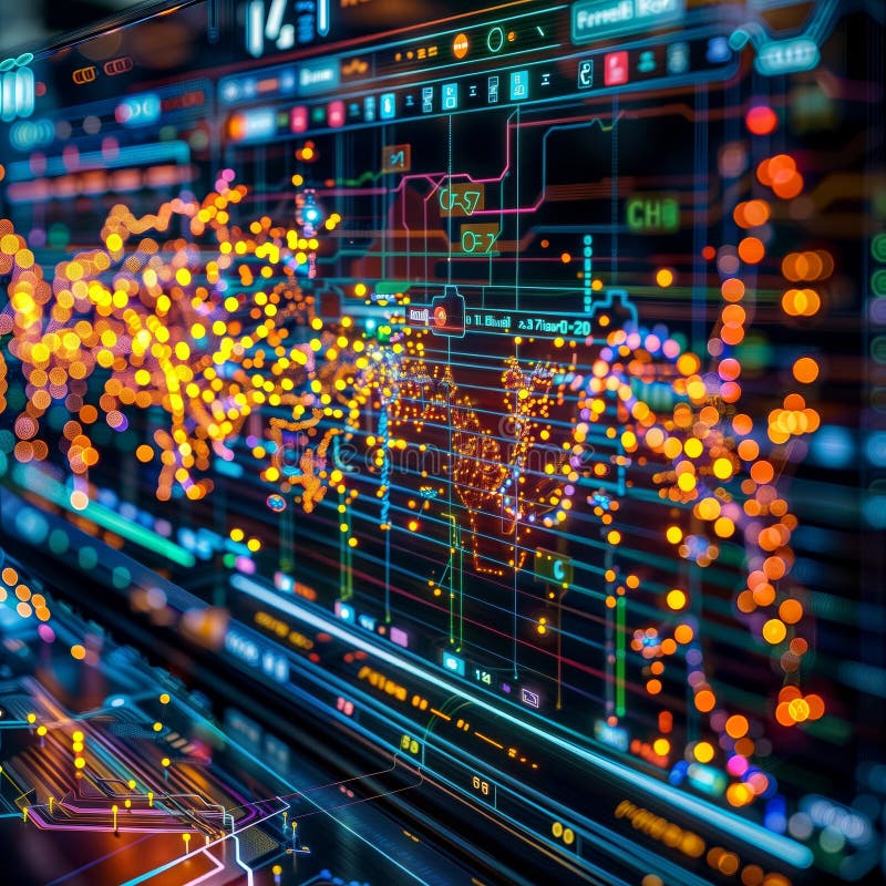 Holographic World Map: Futuristic Computer Screen, Generative Ai Stock ...