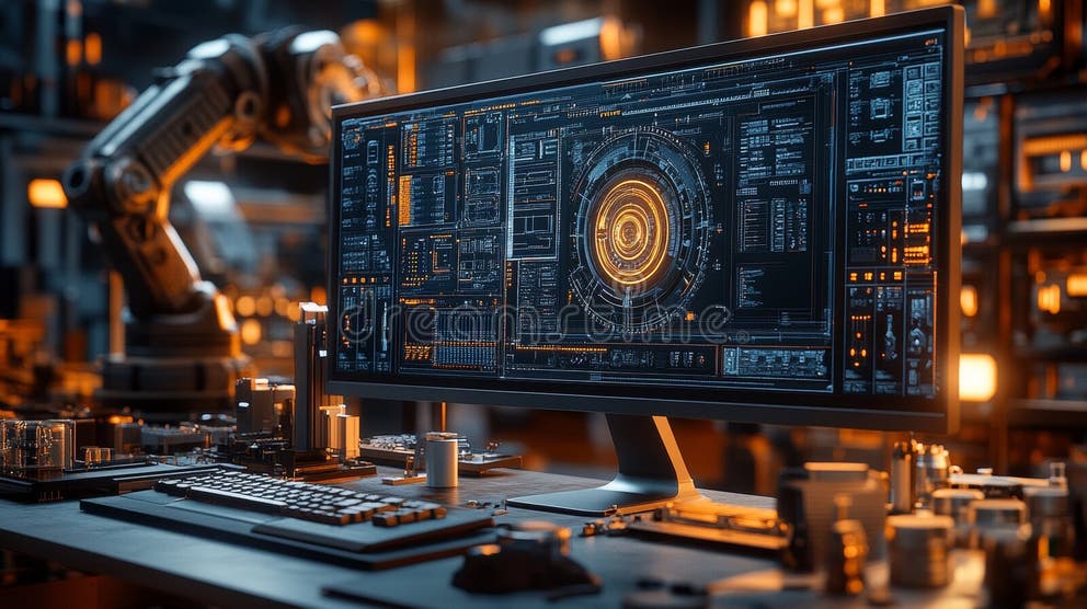 Futuristic Computer Screen Displays Advanced Technology Interface Stock ...