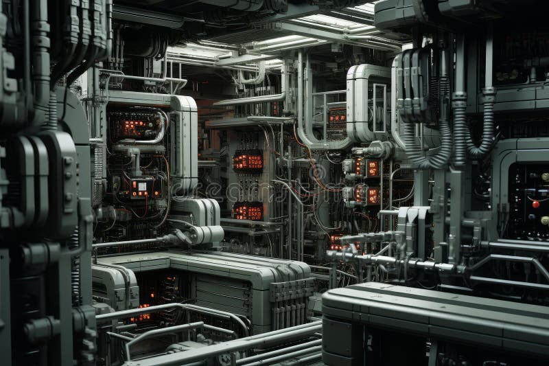 Futuristic Computer Server Room Interior Stock Image - Image of ...