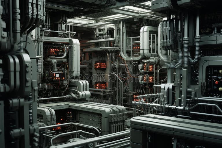 Futuristic Computer Server Room Interior Stock Image - Image of ...