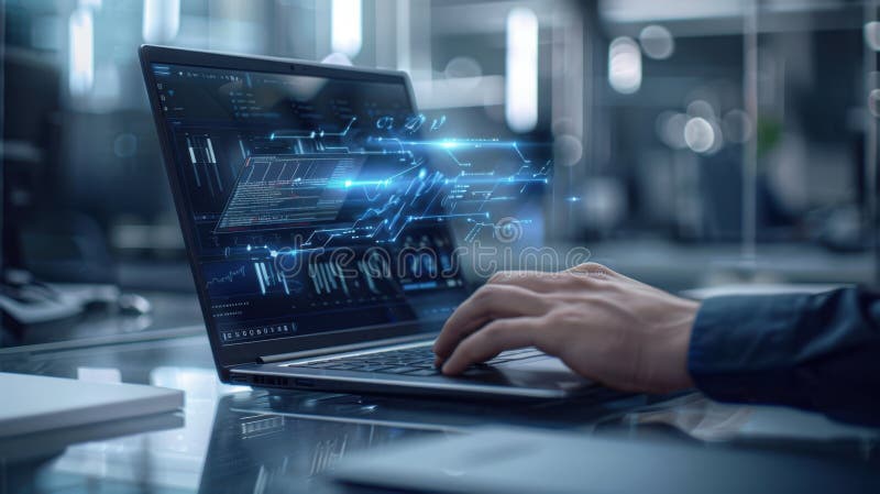 The Futuristic Computer Setup. AI Generated Stock Photo - Image of data ...