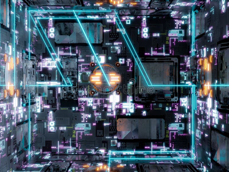 Futuristic Computer Surface Environment Studio 3d Render Illustration ...