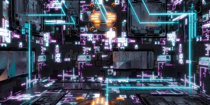Futuristic Computer Surface Environment Studio 3d Render Illustration ...