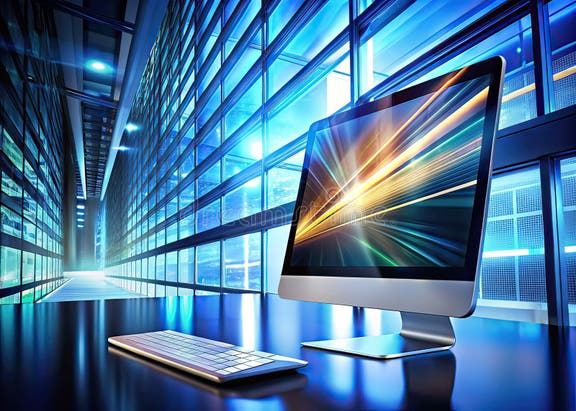 A Futuristic Computer Tech Background with Striking Light and Left ...